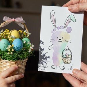 Easter Bunny Footprint Printable Card DIY Art Project Kids Craft ...