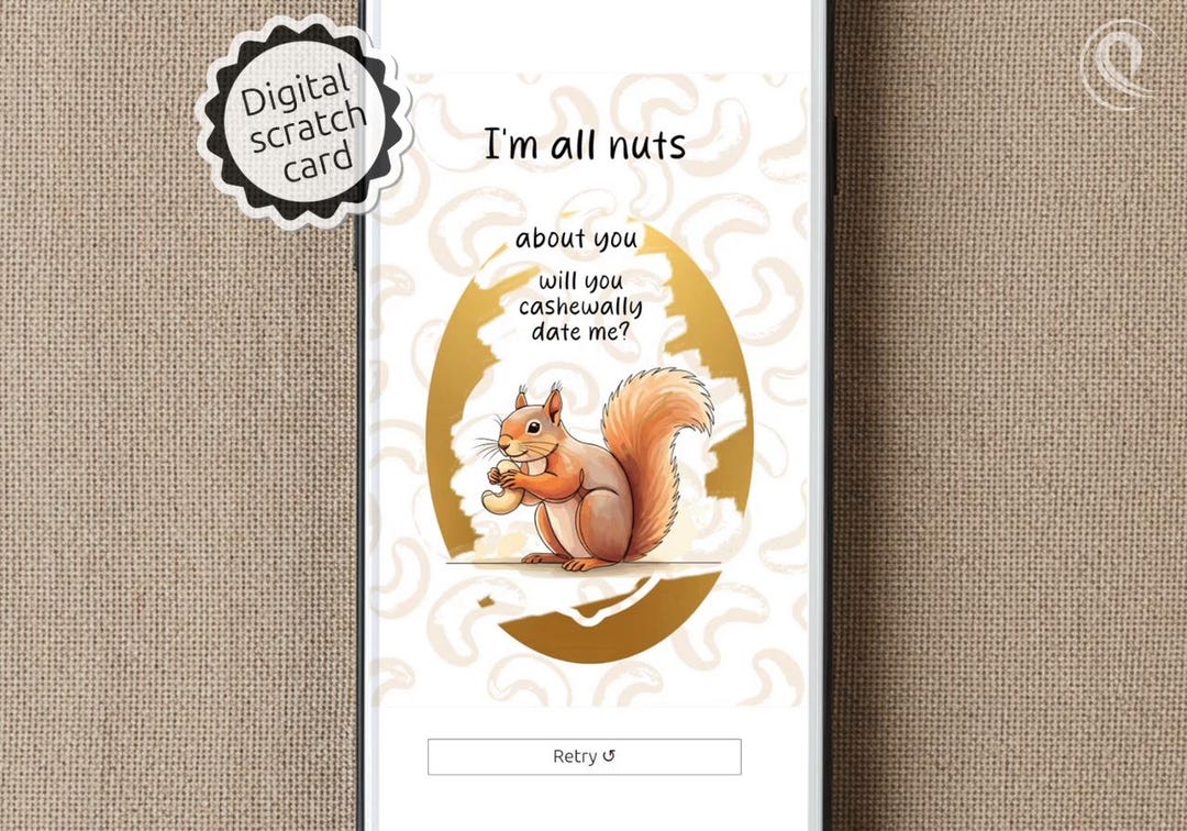 Cute Squirrel in Love With Funny Wordplay Digital Card to Surprise ...