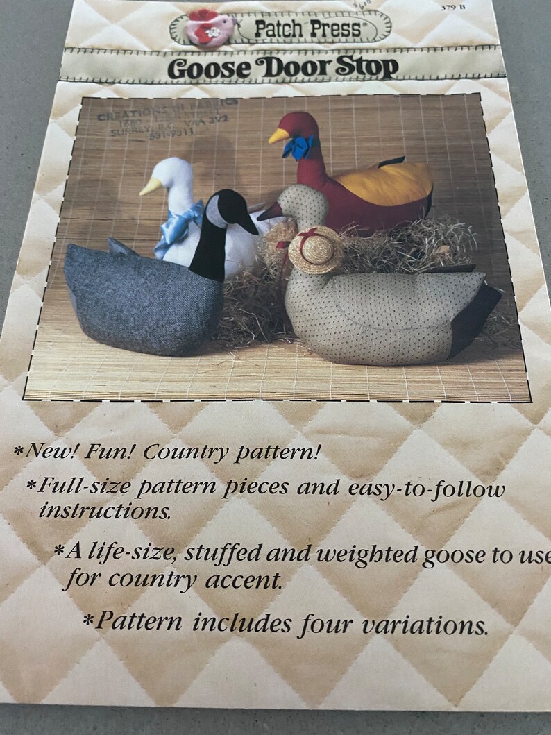 Goose Door Stop Pattern - Etsy