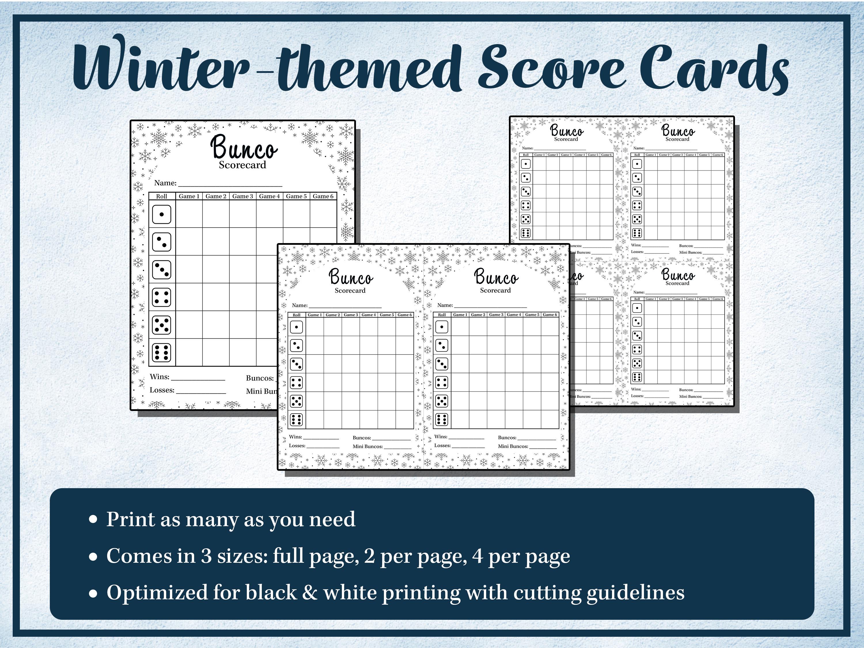 Winter-themed BUNCO Printable Bundle | Score Cards - Tally Sheets ...