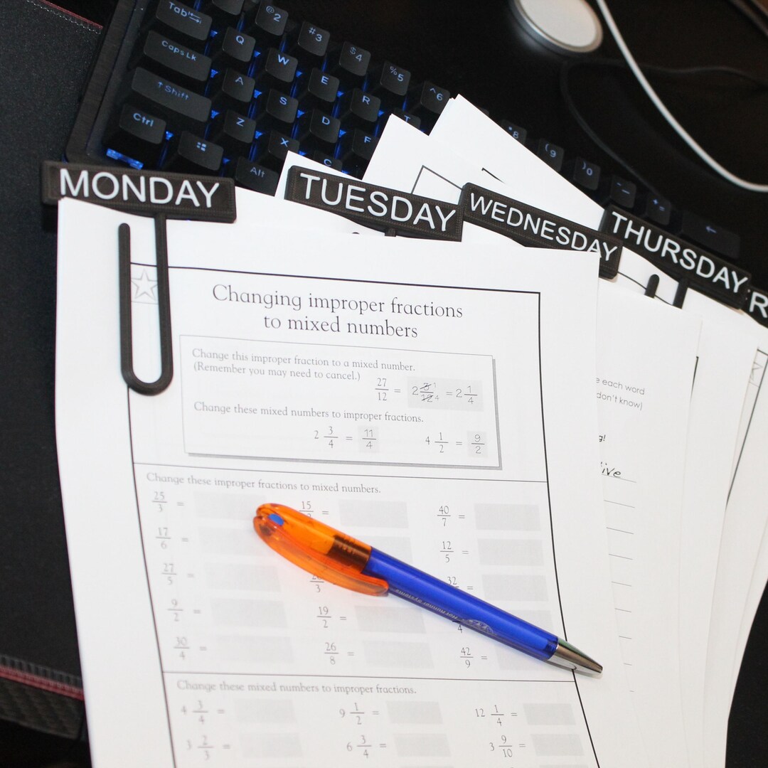 Days of the Week Paperclips: Teacher & School Organization - Etsy