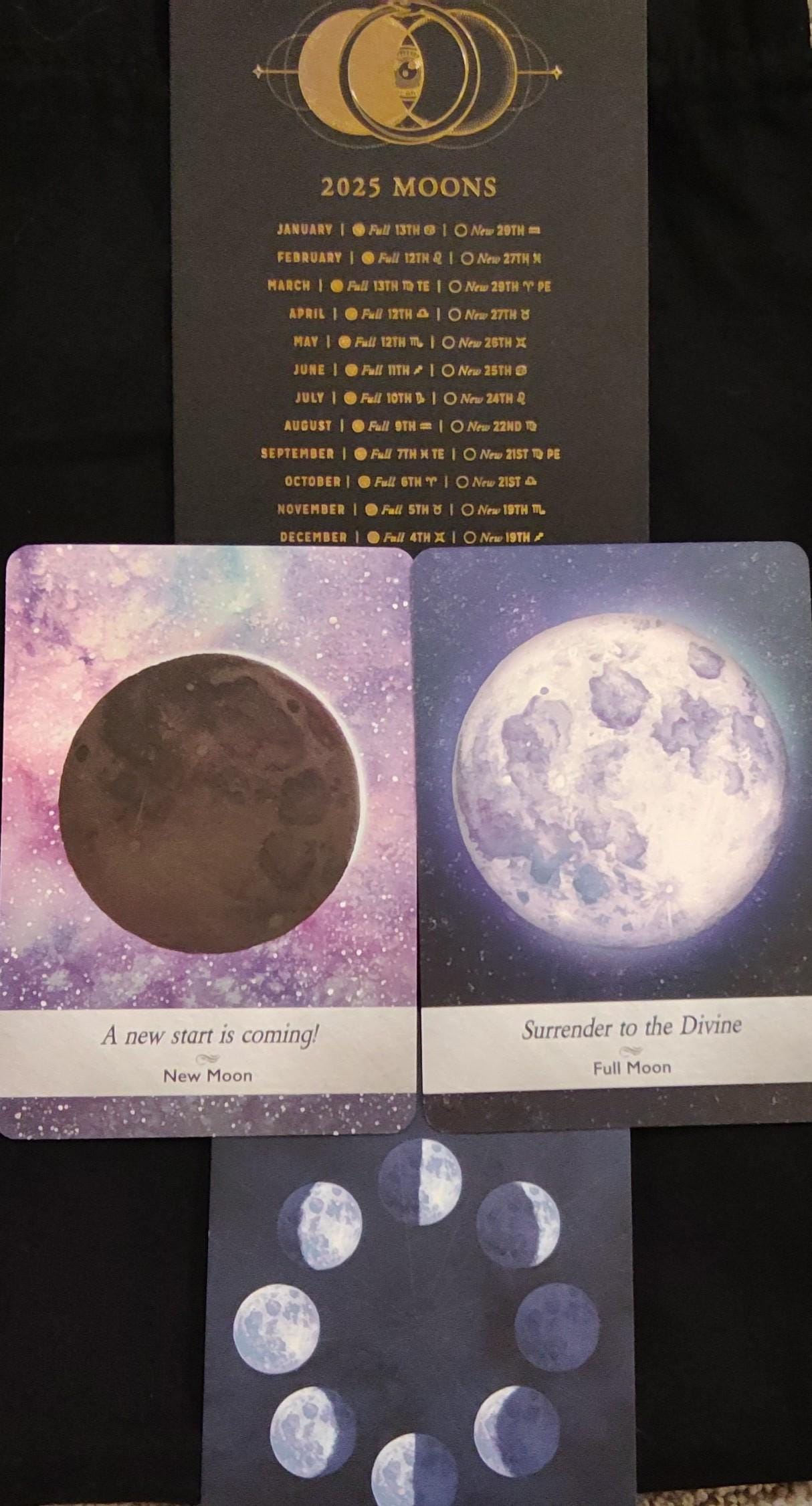 New Moon and Full Moon Oracle Card Bundle 14 Card Reading - Etsy