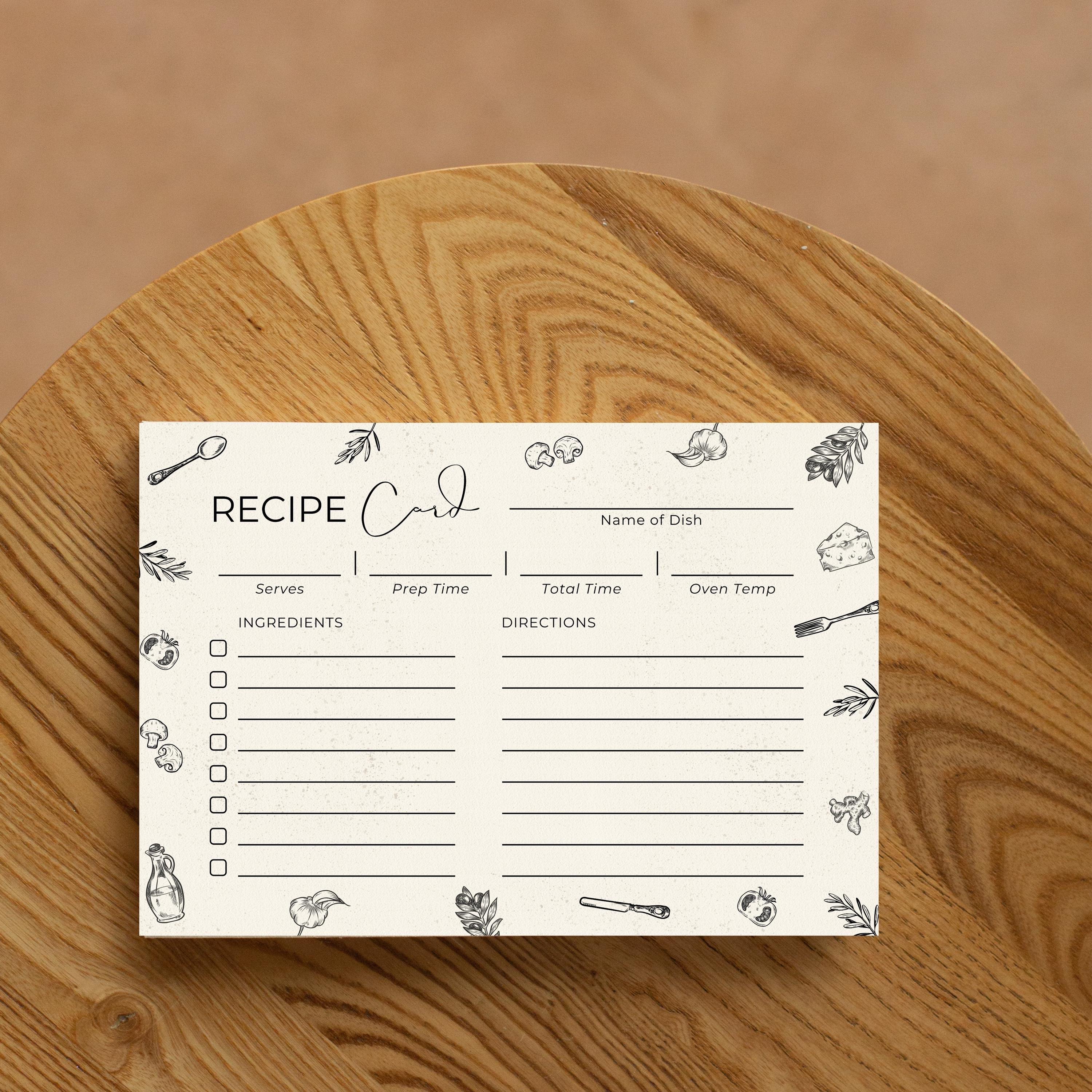 Printable Recipe Card Retro Recipe Card Template Meal Ideas Vintage ...