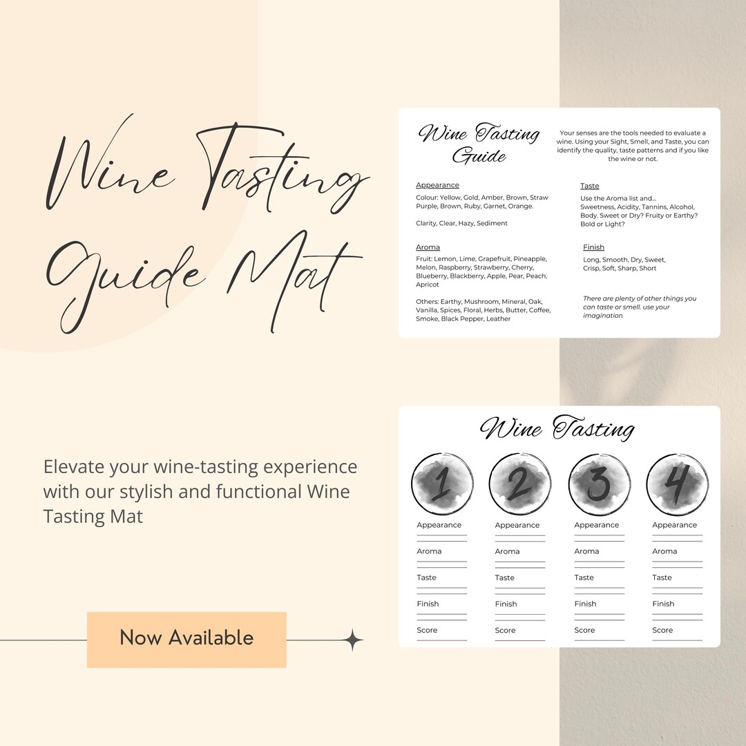 Wine Tasting Mat Printable Reusable Wine Flight Sheet for Parties ...