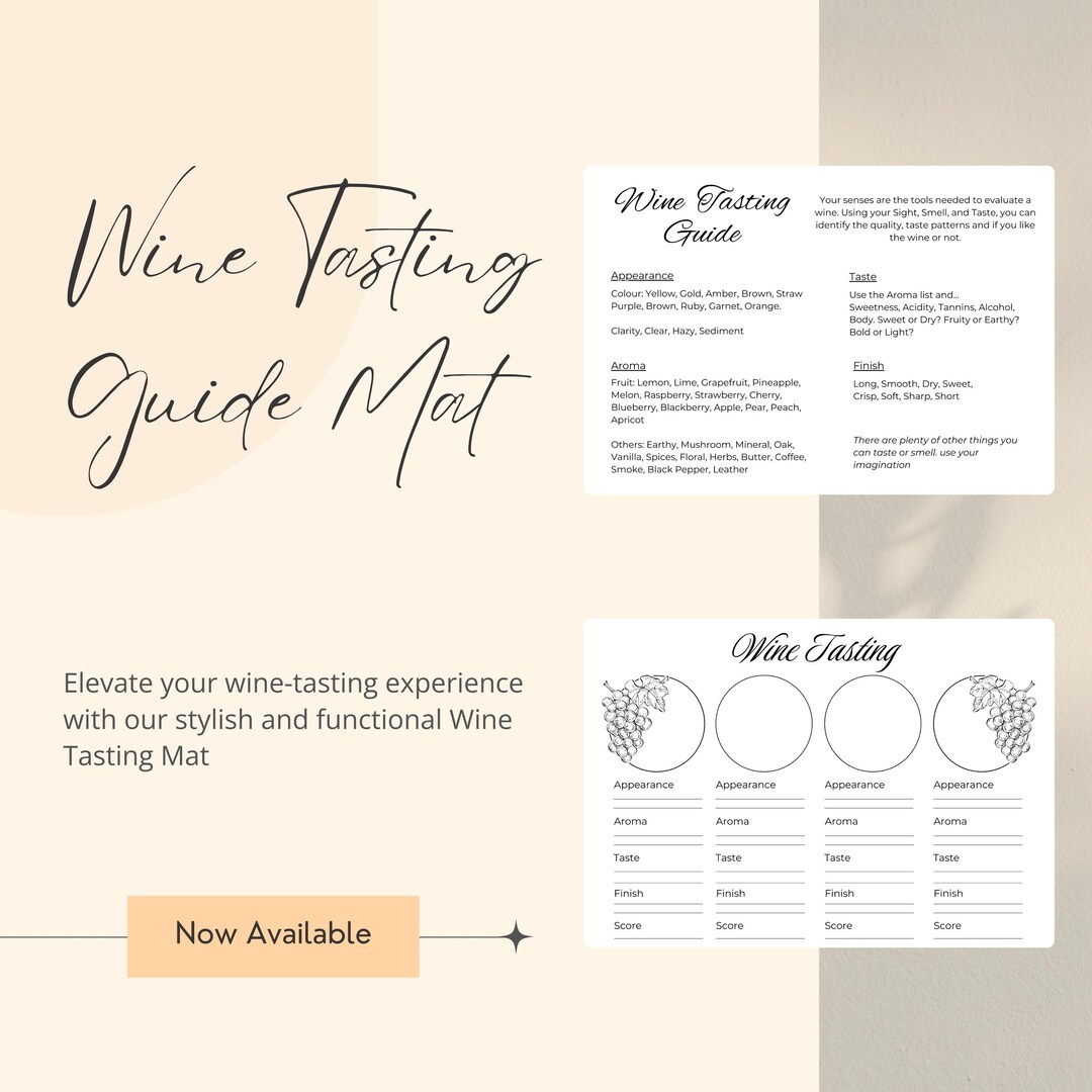 Wine Tasting Mat Printable Reusable Wine Flight Sheet for Parties ...