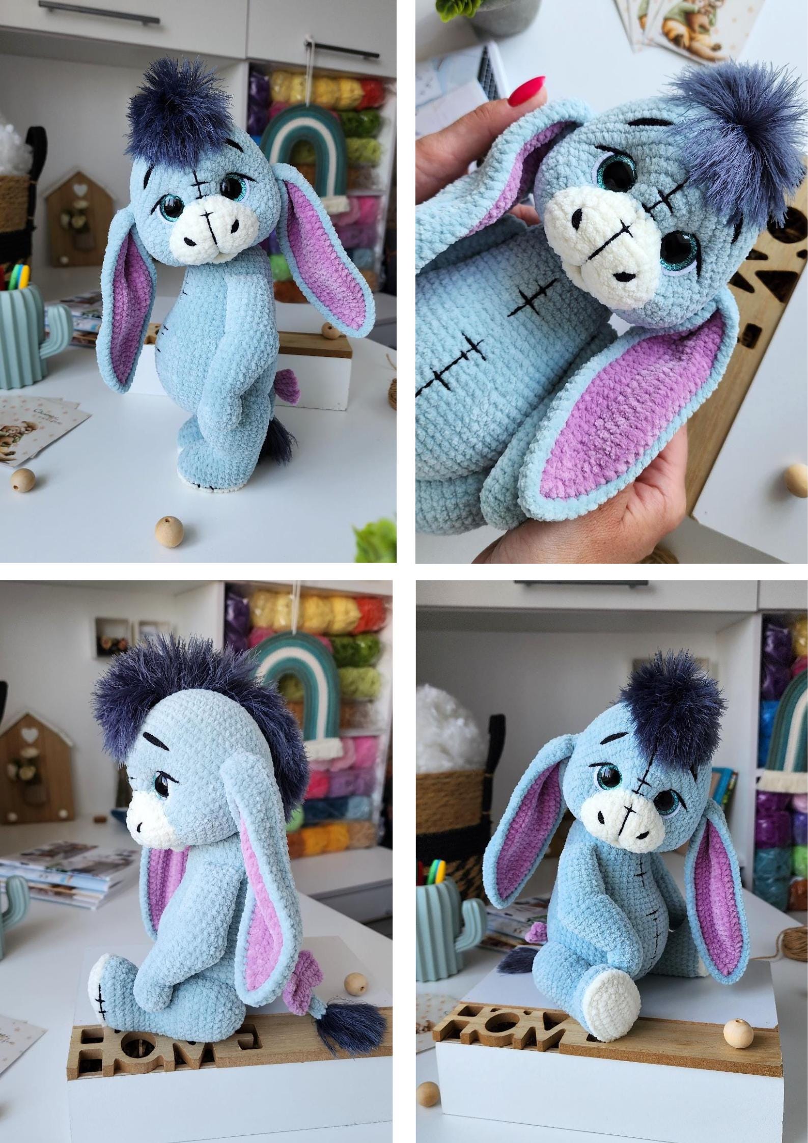 Eeyore Crochet Pattern – Donkey Amigurumi PDF – Plush Soft Toy DIY ...