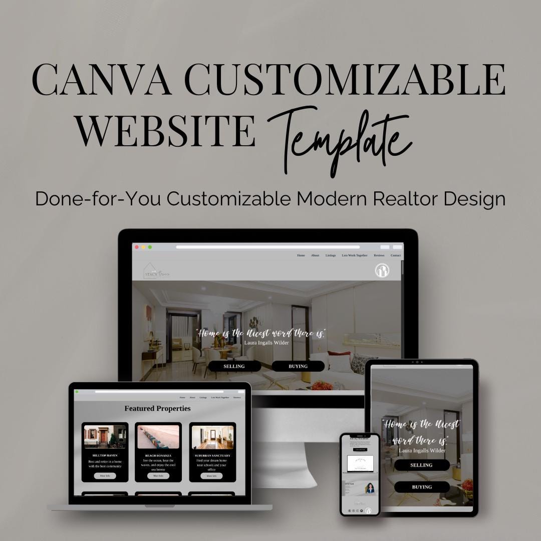 Modern Realtor Website Template for Canva | Customizable Real Estate ...