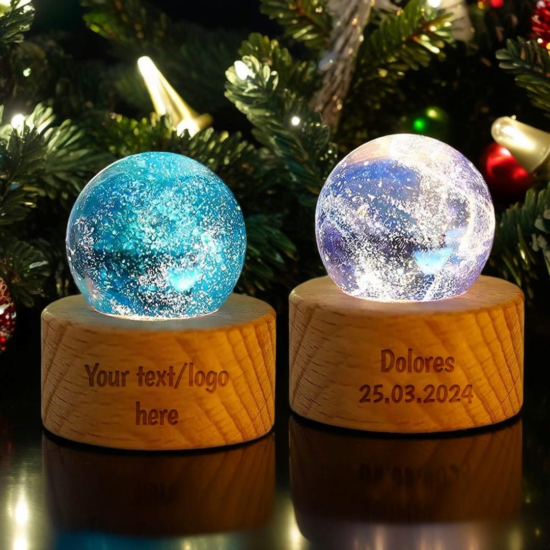 Personalized Planet Night Lamp, Custom Galaxy Crystal Ball Light, 3D ...