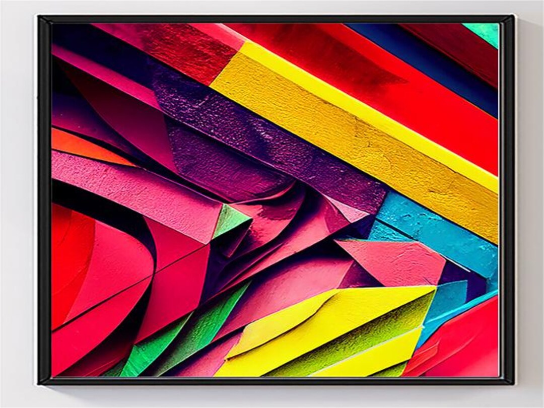 Vibrant Chaos Colors" – Abstract Digital Art | Modern Geometric Wall ...