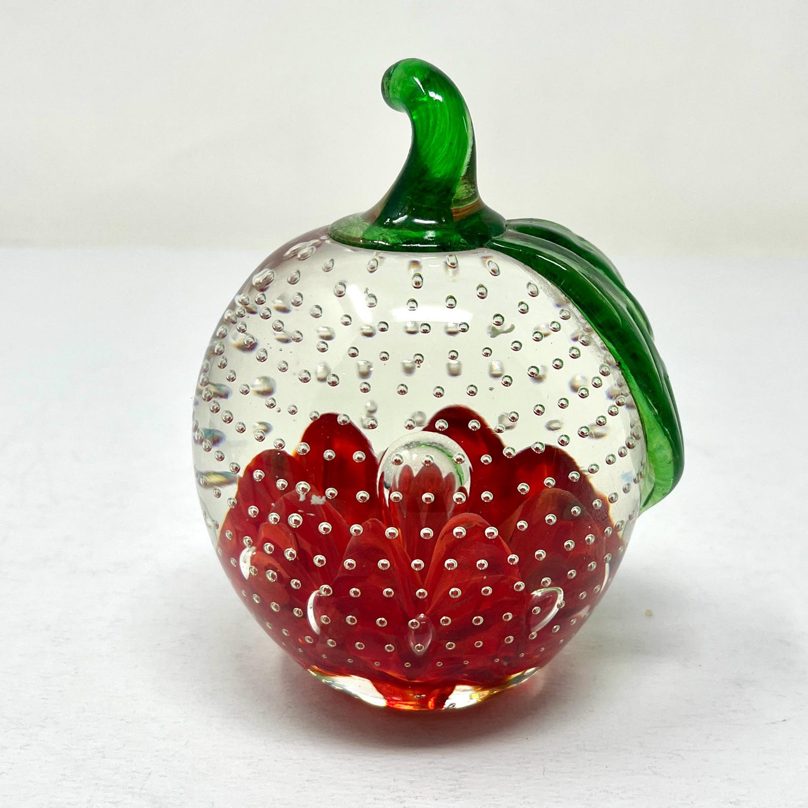 Vintage [joe Rice] St Clair Glass Controlled Bubbles Art Apple ...