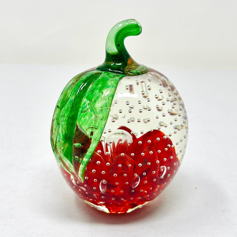 Vintage [joe Rice] St Clair Glass Controlled Bubbles Art Apple ...