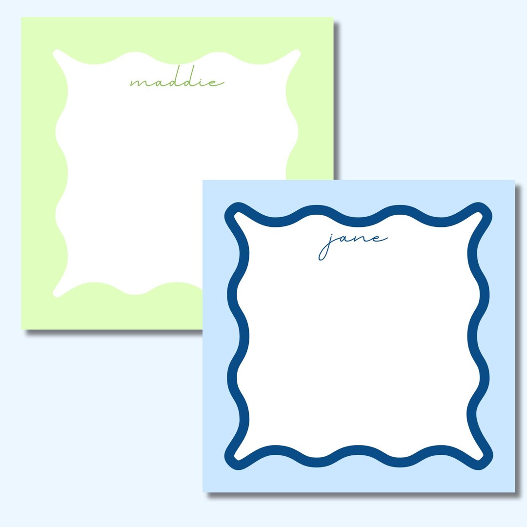 Personalized Wavy Square Notepad - Etsy