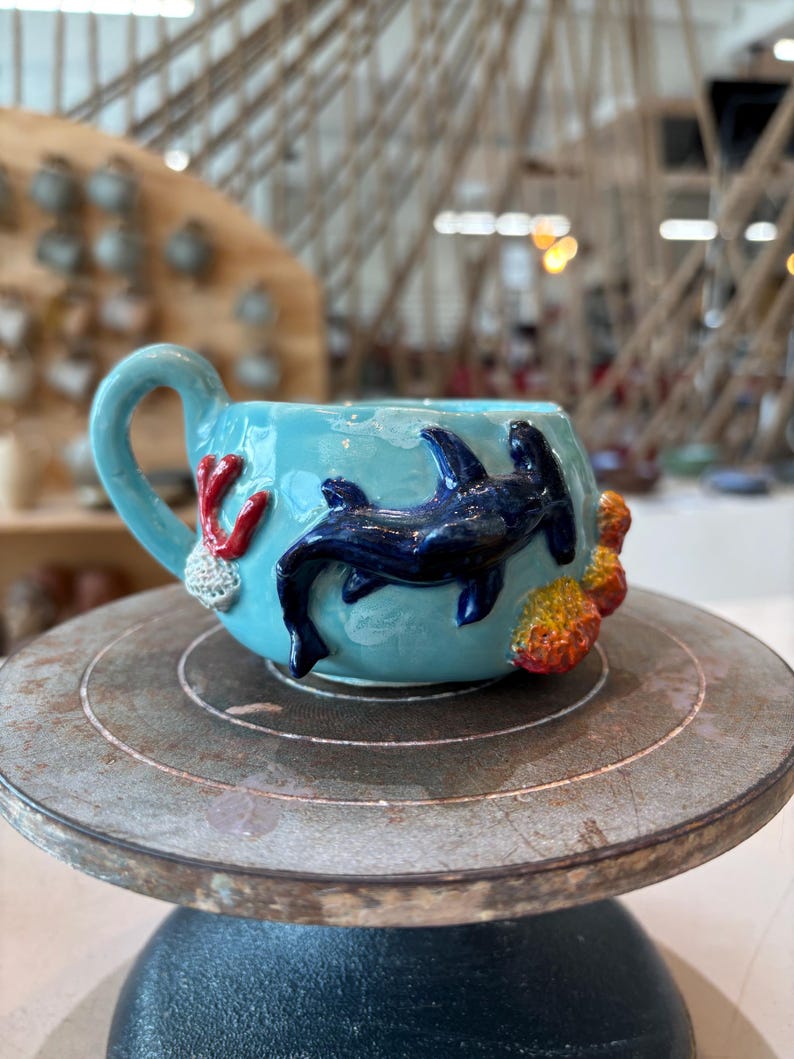 Ocean Life Ceramic Mug – Handmade With 3D Sea Creatures – Coastal ...
