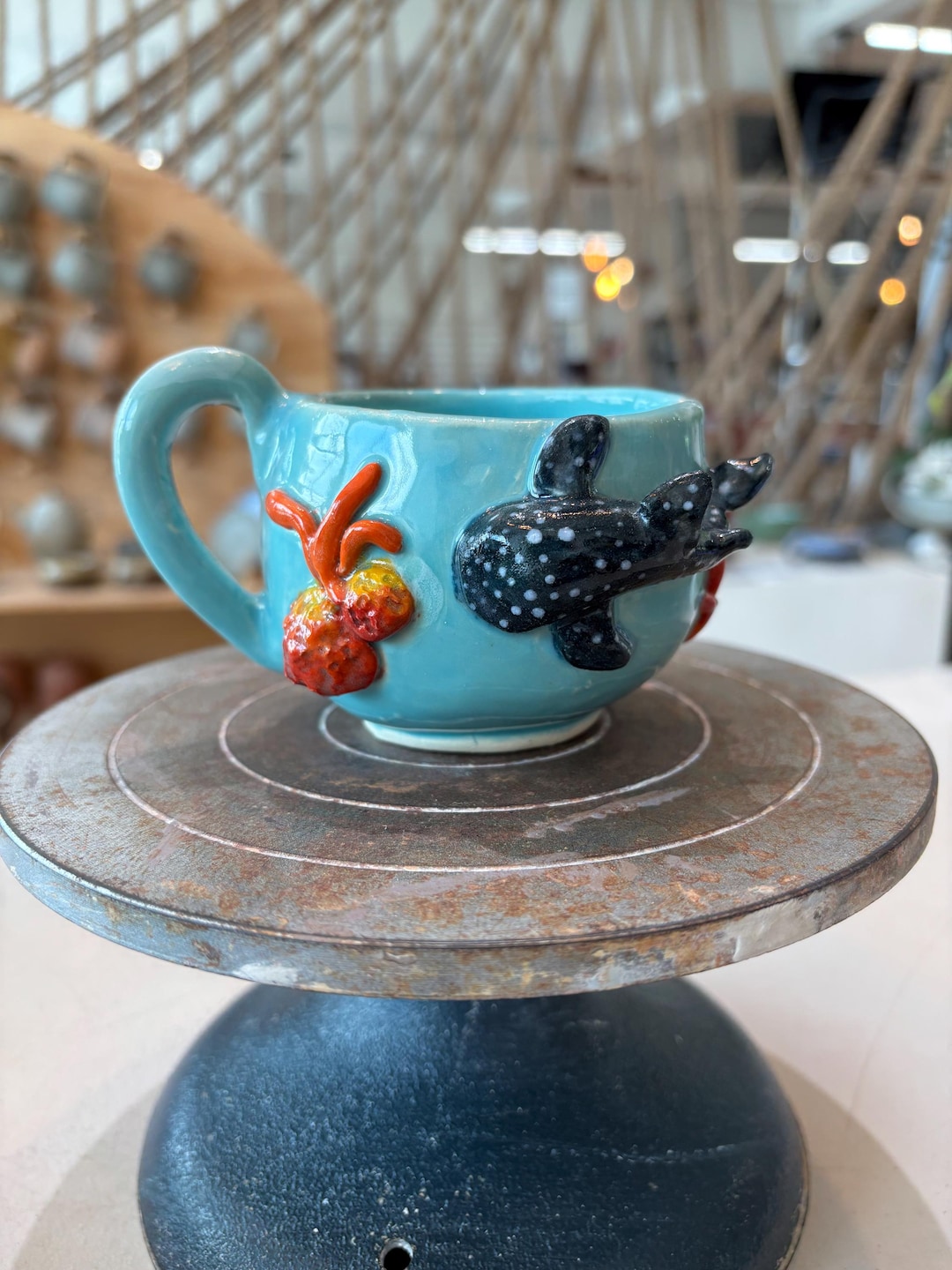 Ocean Life Ceramic Mug – Handmade With 3D Sea Creatures – Coastal ...