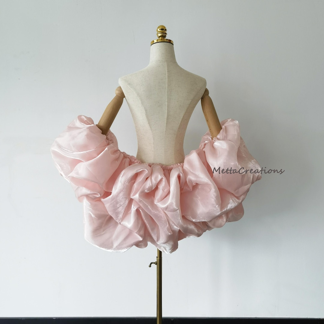 Pink Satin Bridal Cape, Detachable Puff Sleeves, Prom Shawl - Etsy