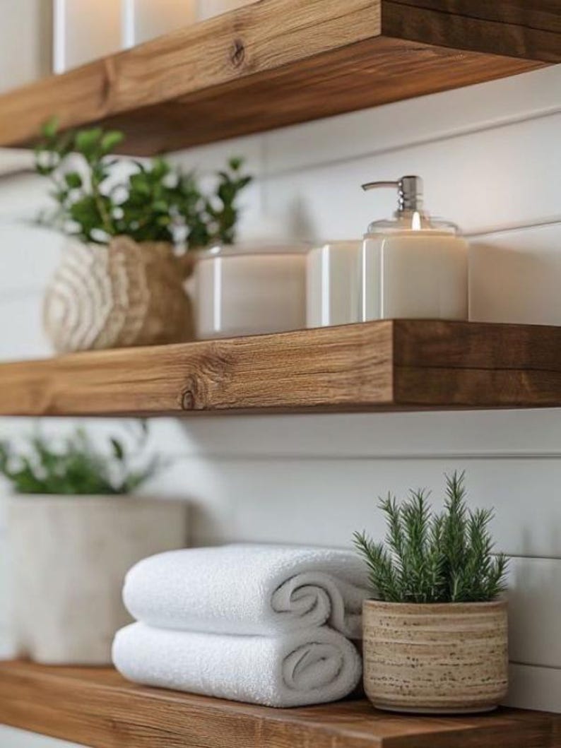 Wooden Floating Shelves - Living Room - Kitchen - Working Room ...