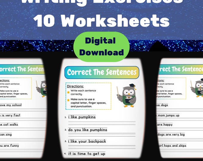 11 Printable Sentence Writing English Worksheets! Improve Reading and ...