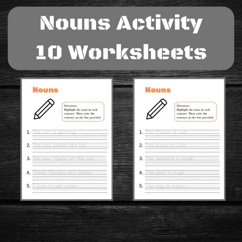 Noun Worksheets for Early Learning | Tracing and Grammar Practice for ...
