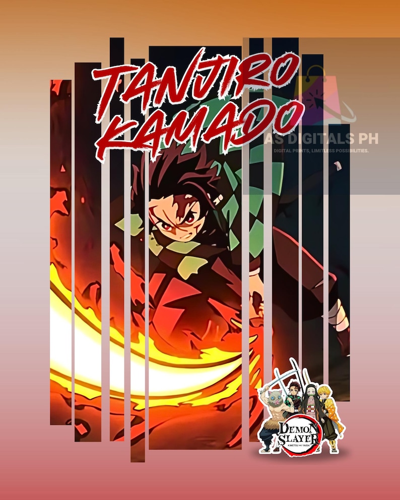 Demon Slayer Poster Tanjiro, Zenitsu, Inoske & Nezuko Digital Art, High-quality 300 DPI ...