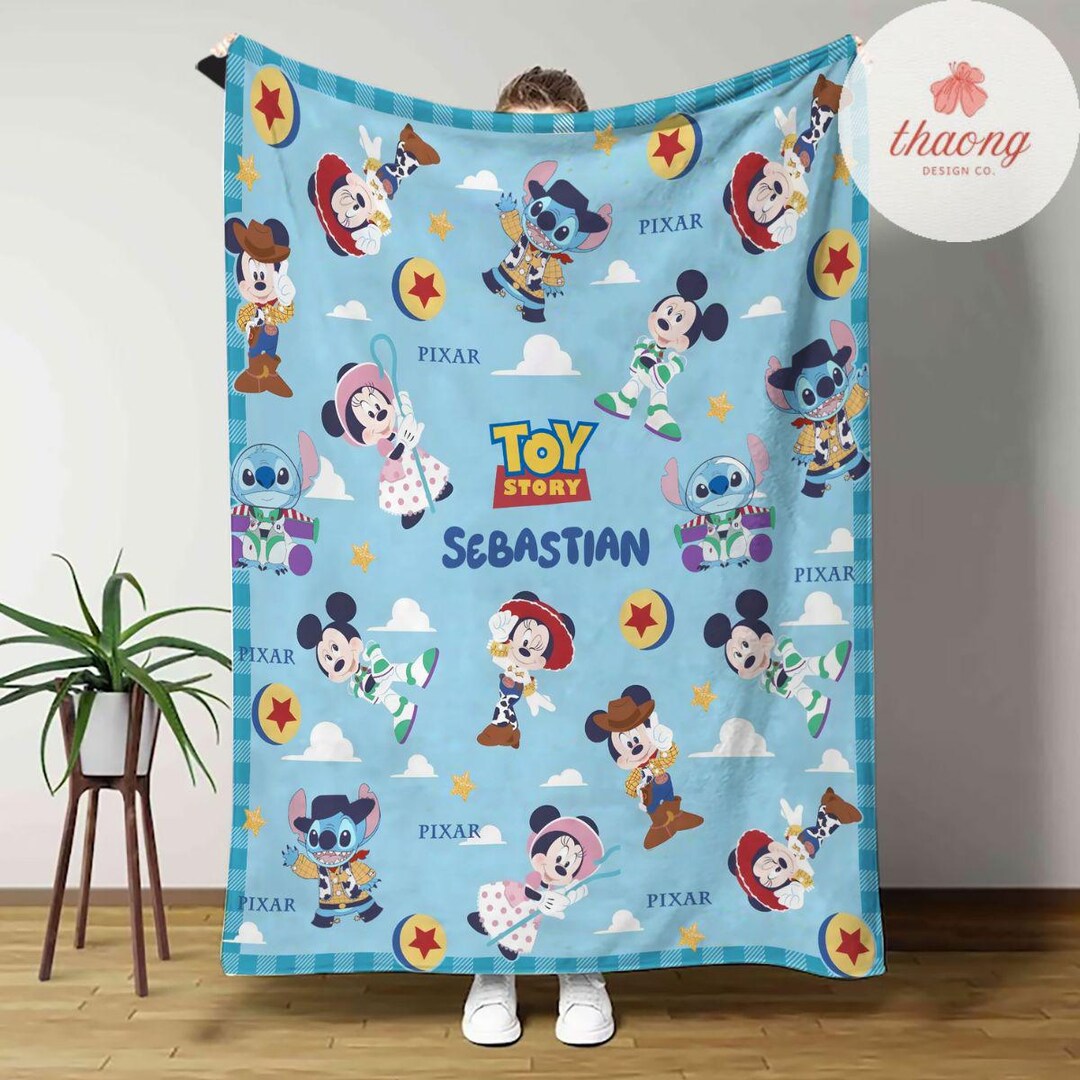 Personalized Toy Story Disney Character Blanket, Mickey Minnie Stitch ...