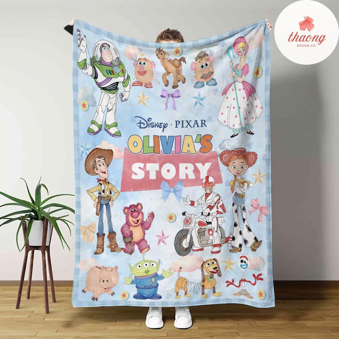 Personalized Watercolor Toy Story Disney Character Blanket, Woody Buzz ...