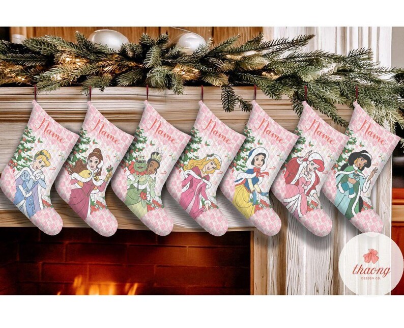 Multi-character Disney Princess Christmas Stockings, Custom Cinderella ...