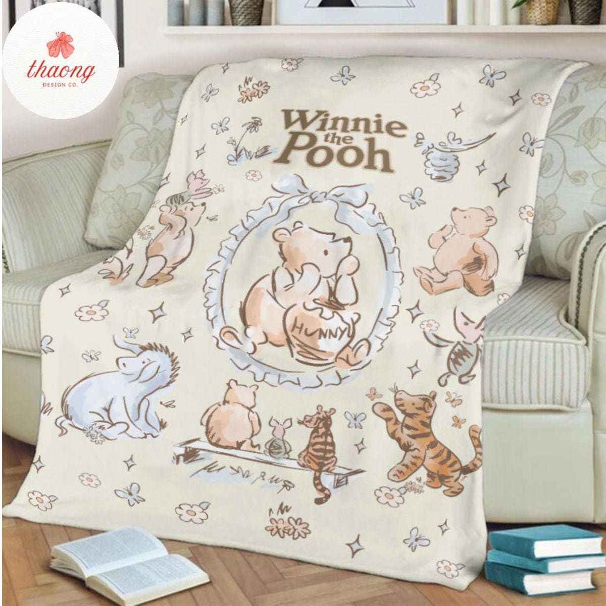 Watercolor Winnie the Pooh Blanket, Pooh Bear Piglet Eeyore Tigger Roo ...