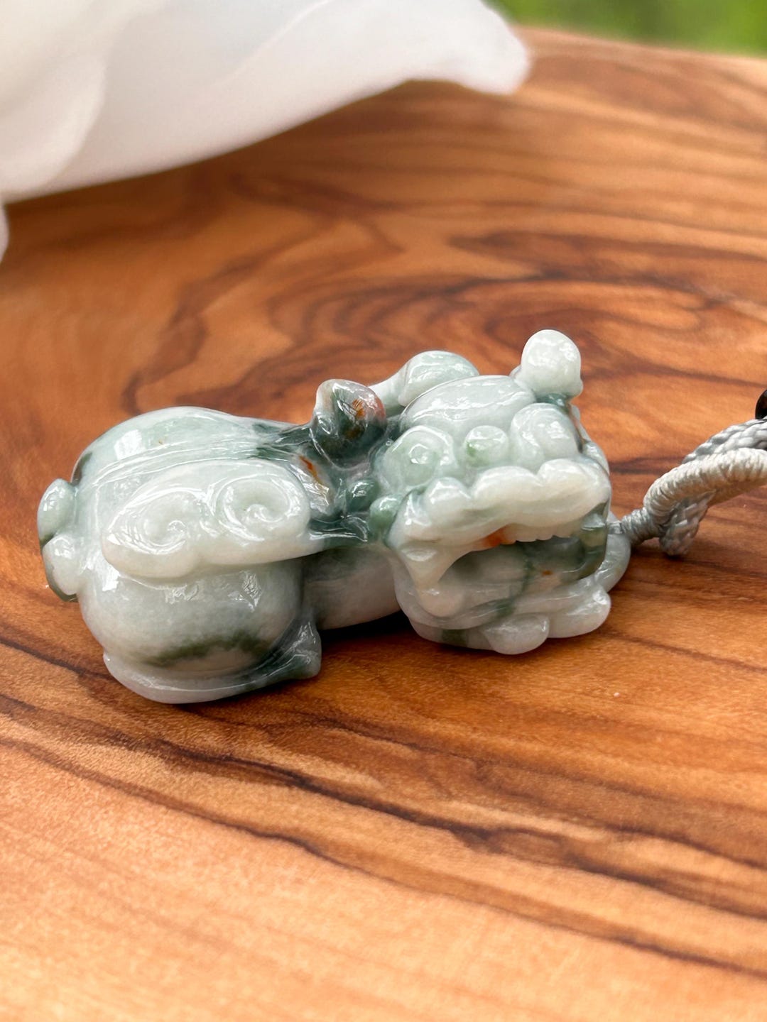 Jadeite Pi Xiu Pendant on Nylon Cord – Guardian of Wealth & Protection ...
