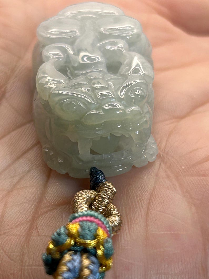 Burmese Jadeite Pi Xiu Pendant - Hand-carved With Bead, Adjustable ...