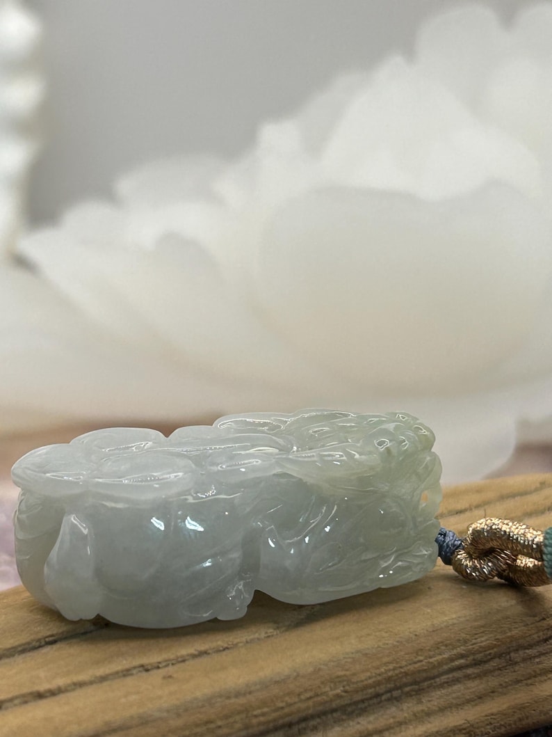 Burmese Jadeite Pi Xiu Pendant - Hand-carved With Bead, Adjustable ...