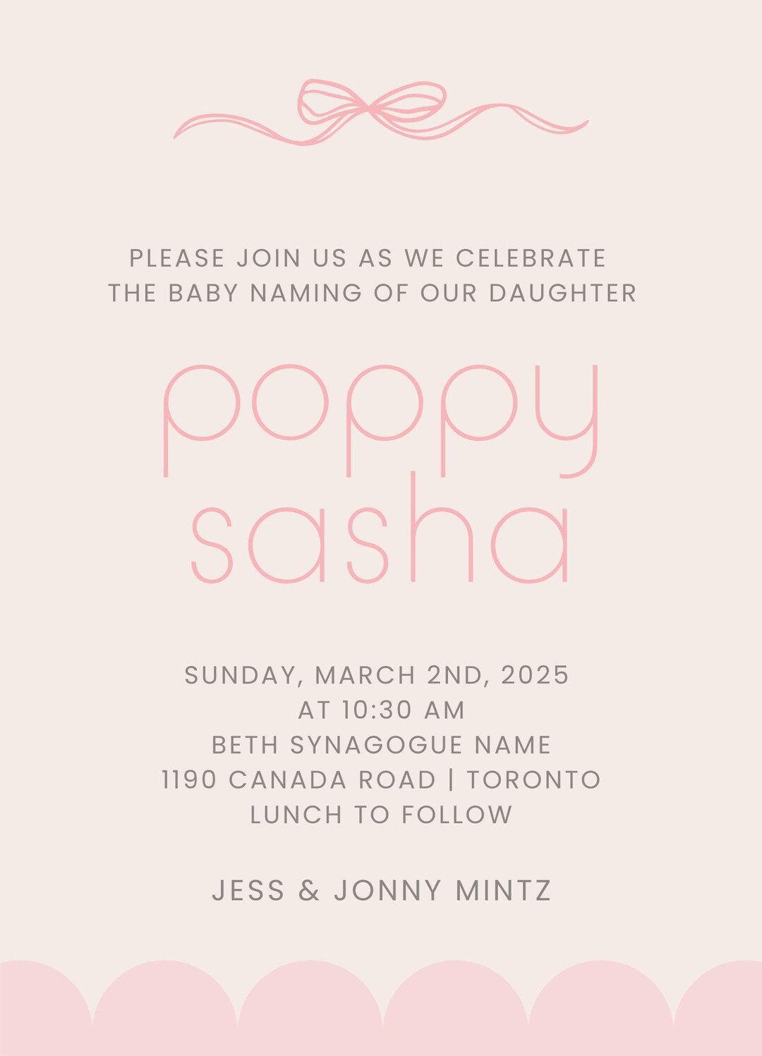 Baby Naming/bris/shower/bat & Bar Mitzvah Custom Digital Invitation - Etsy