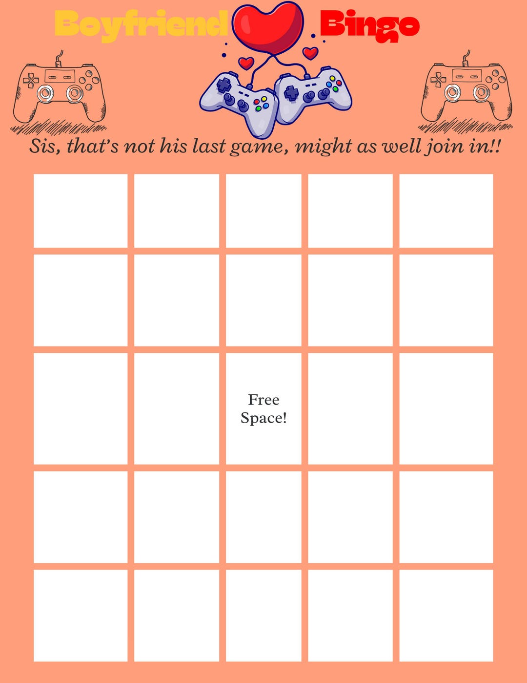 Boyfriend Bingo Game Night Activity - Etsy
