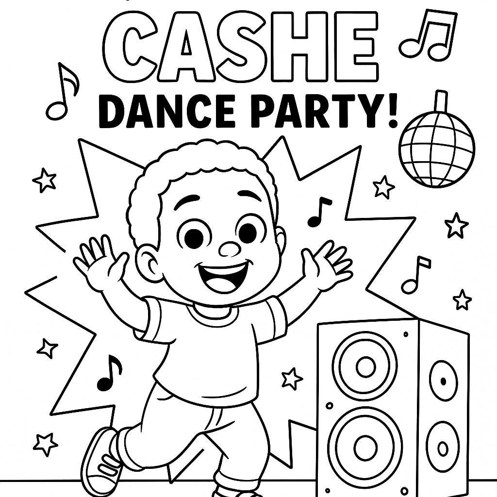 Cashe Dance Party Coloring Pages: Fun Activity Sheets (download) - Etsy