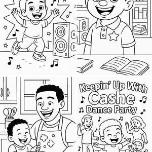 Cashe Dance Party Coloring Pages: Fun Activity Sheets (download) - Etsy