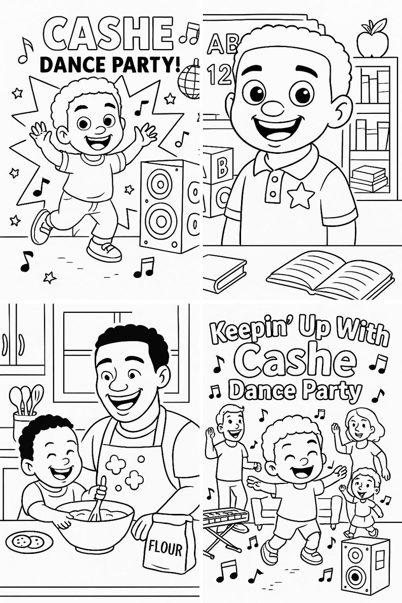 Cashe Dance Party Coloring Pages: Fun Activity Sheets (download) - Etsy
