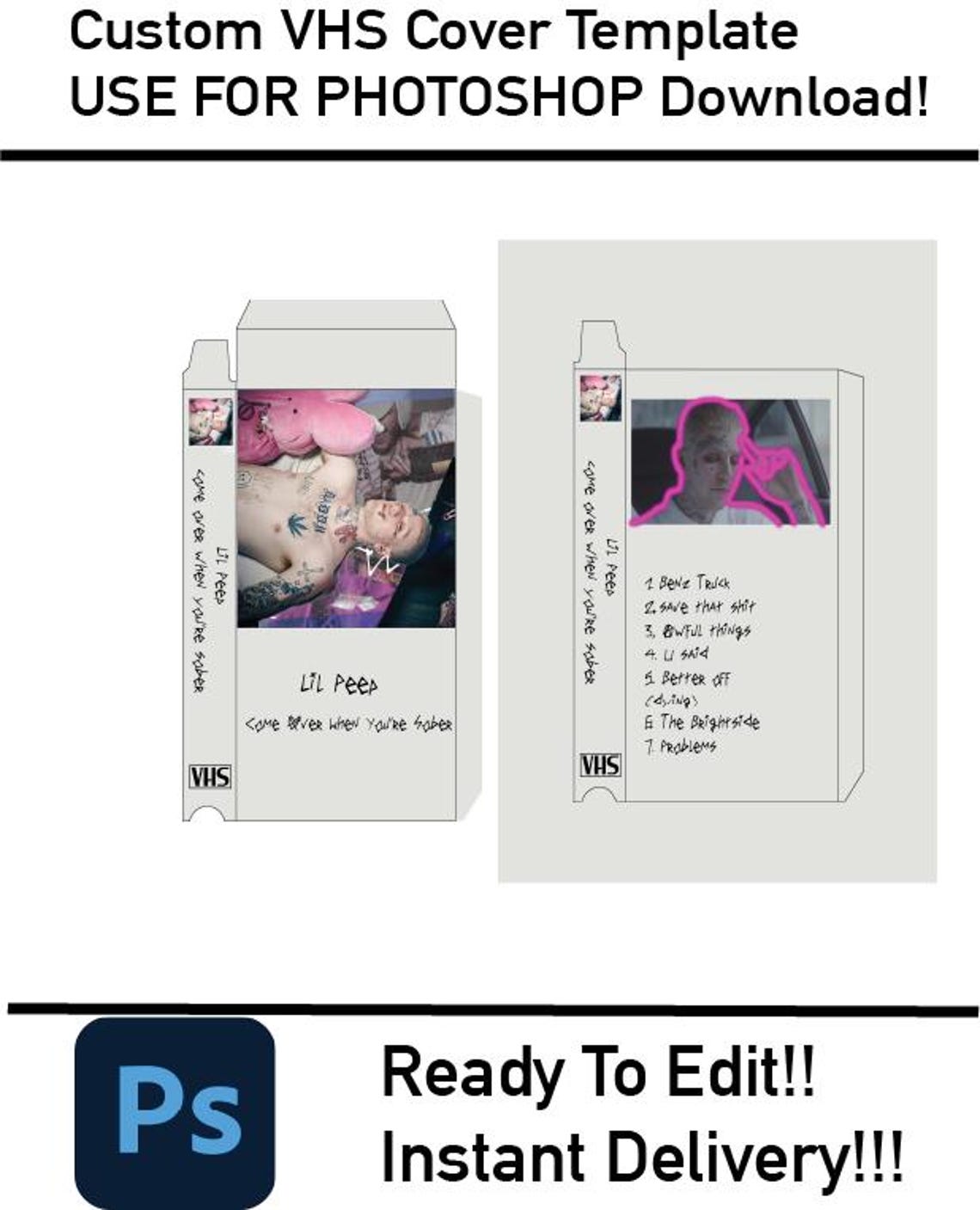 Custom VHS Cover Template. Use for Photoshop INSTANT DELIVERY - Etsy
