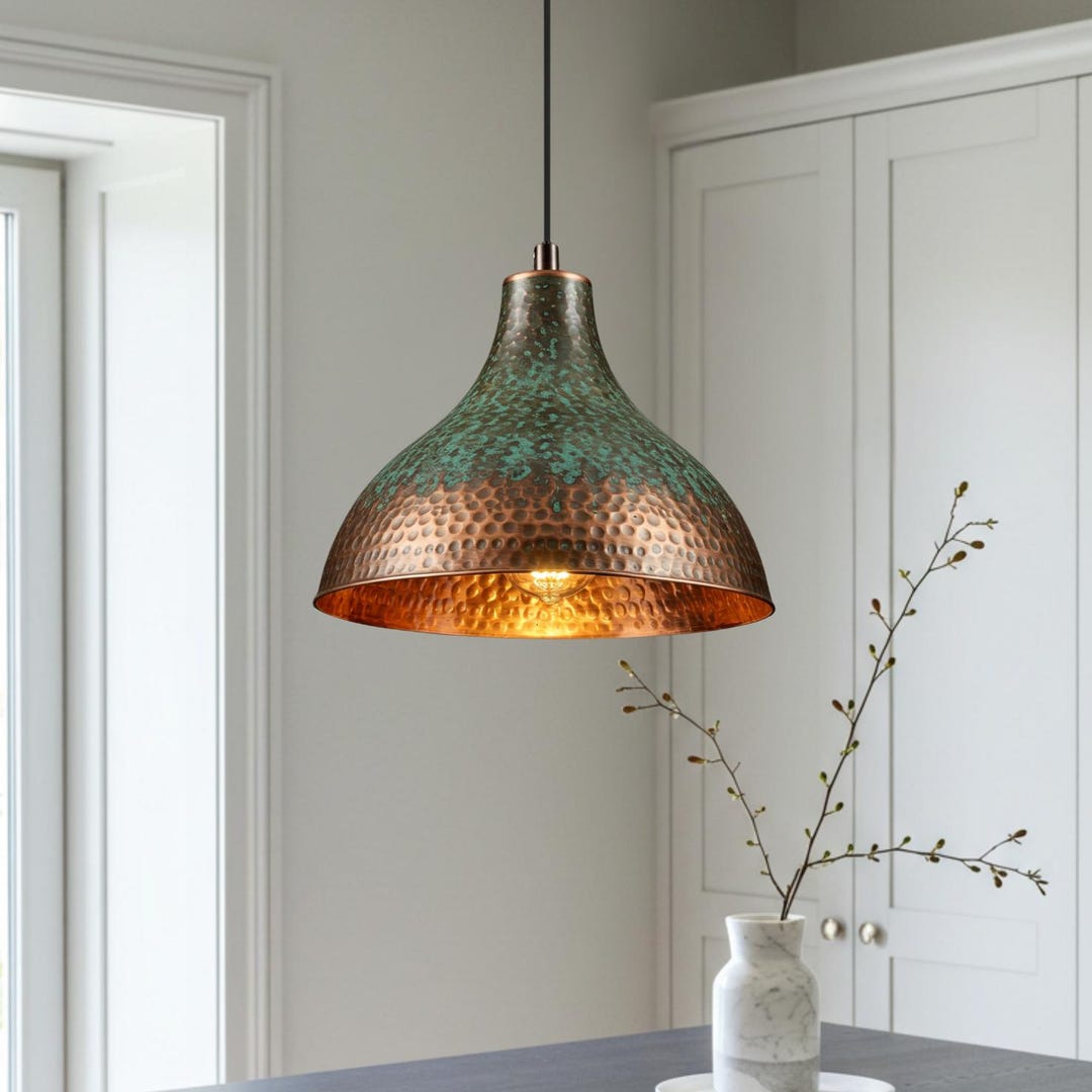 Handmade Oxidized Copper Pendant Light: Farmhouse Rustic Dome Lamp - Etsy