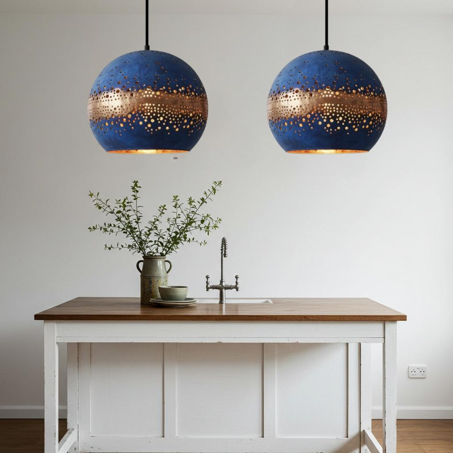 Blue Patina Copper Dome Pendant Light - Rustic Farmhouse Chandelier - Etsy