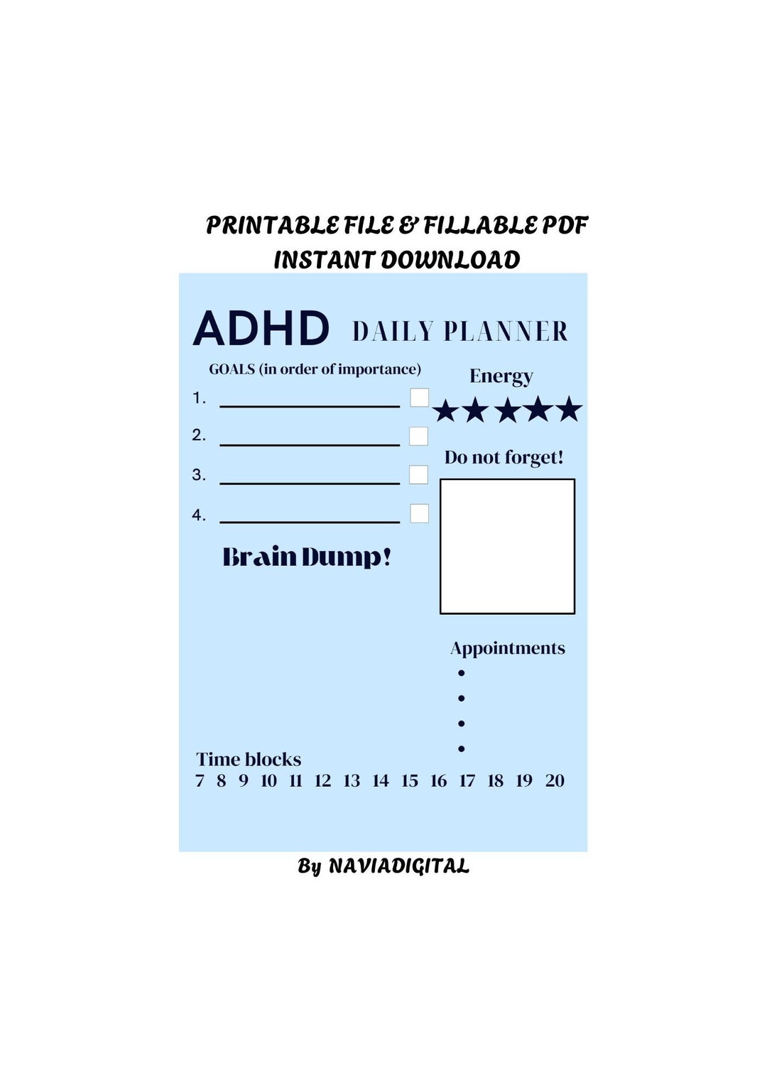 ADHD Daily Planner, Task Planner for ADHD, Daily Productivity Planner ...