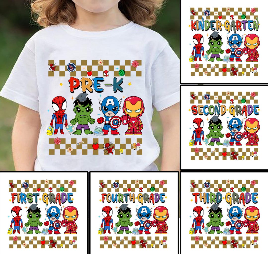 6 Superhero Back to School Png Bundle, Preppy Back to School Png ...