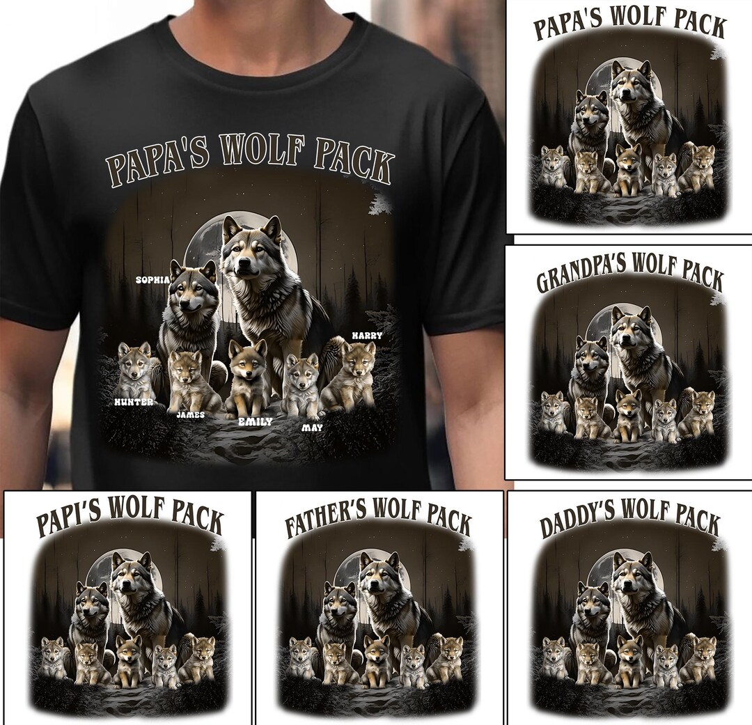 Personalized Dad's Wolf Pack Png Bundle, Wolf Dad Bonded Like A Wolf ...