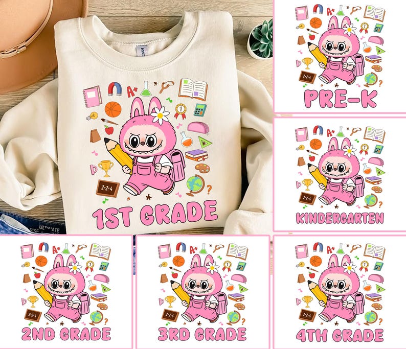 6 Cartoon School Grade Png Bundle, Pencil Teacher Png, Back to School ...