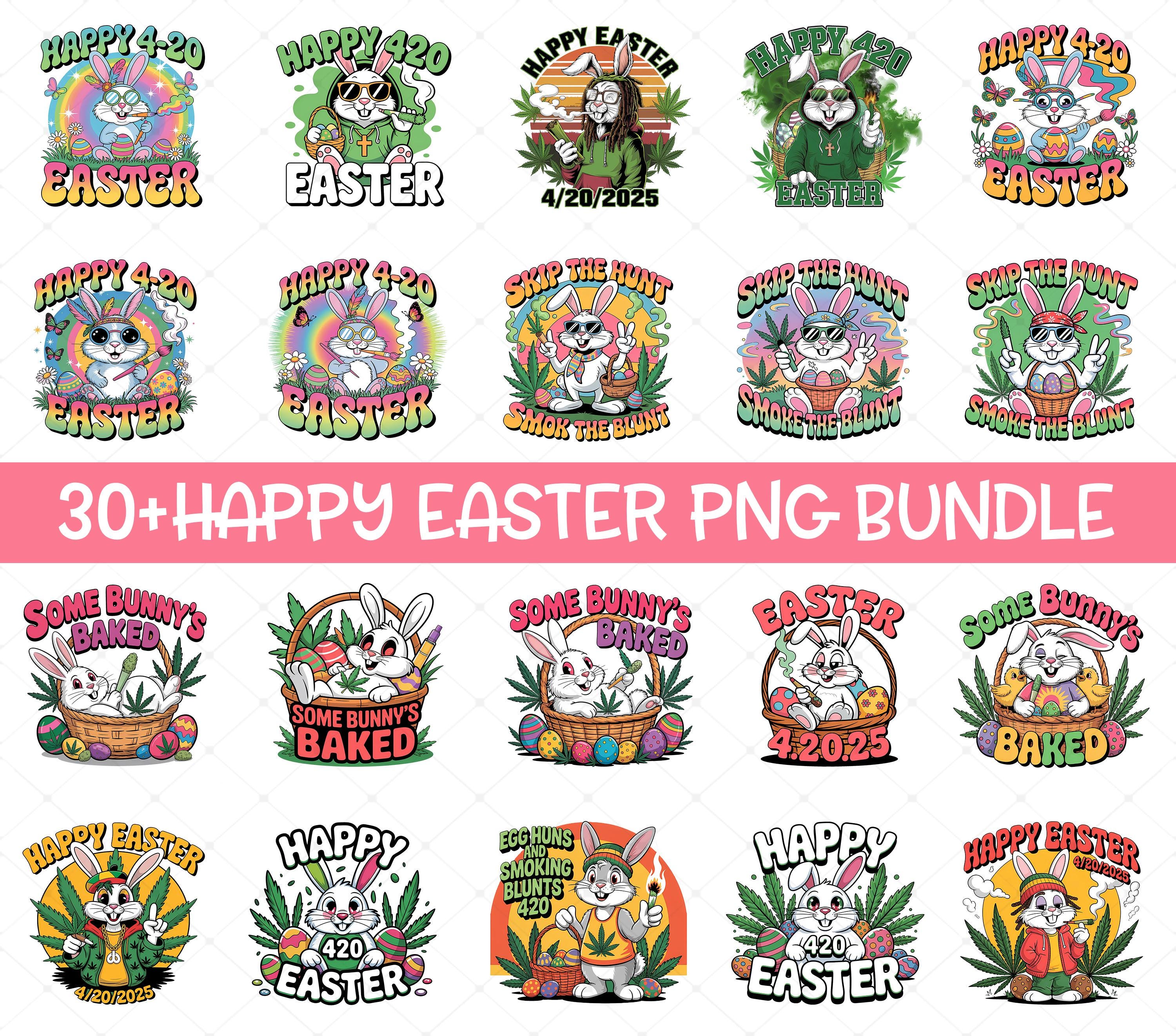 Bundle Happy 420 Easter Day Bunny Smoking Weed Marijuana Funny 420 ...