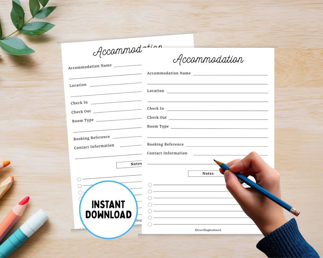 Printable Accommodation Info Sheet for Travellers - Etsy