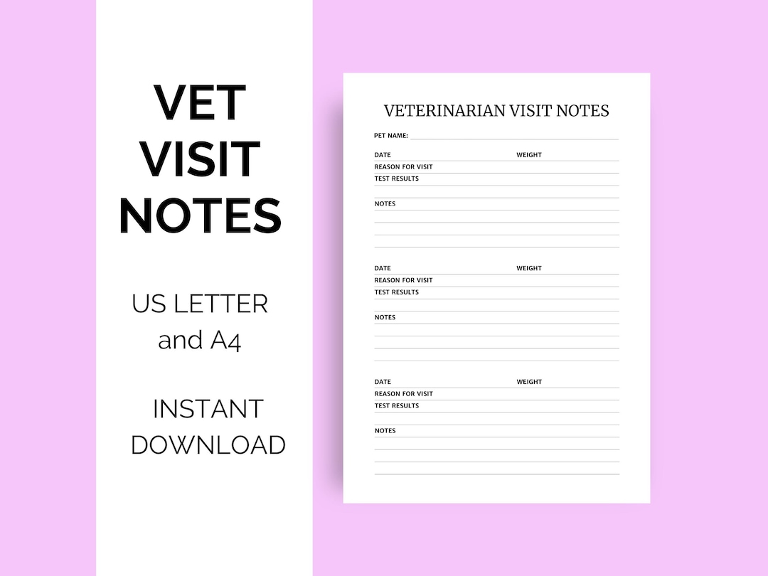Printable Vet Visit Notes Template (digital Download) - Etsy