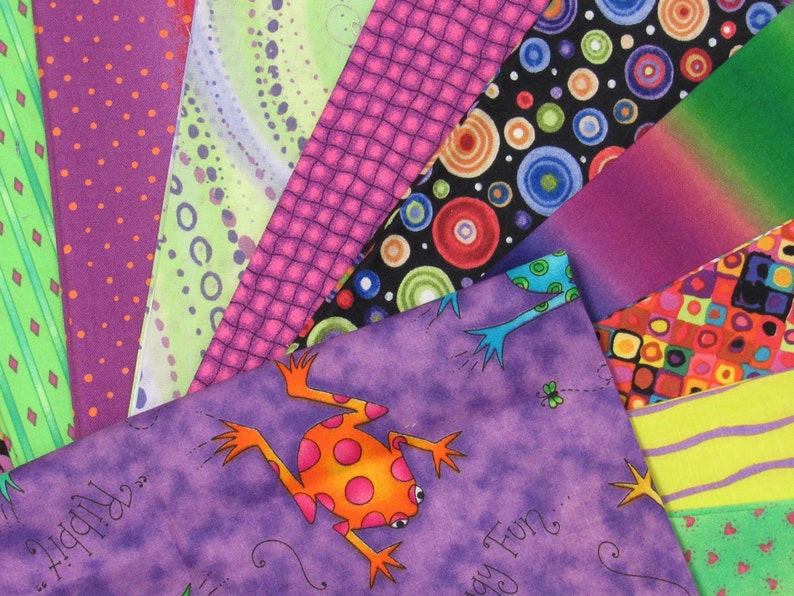 Frog Quilt Kit-fast-easy-frog Lovers-fun Colors With Greens, Purples ...