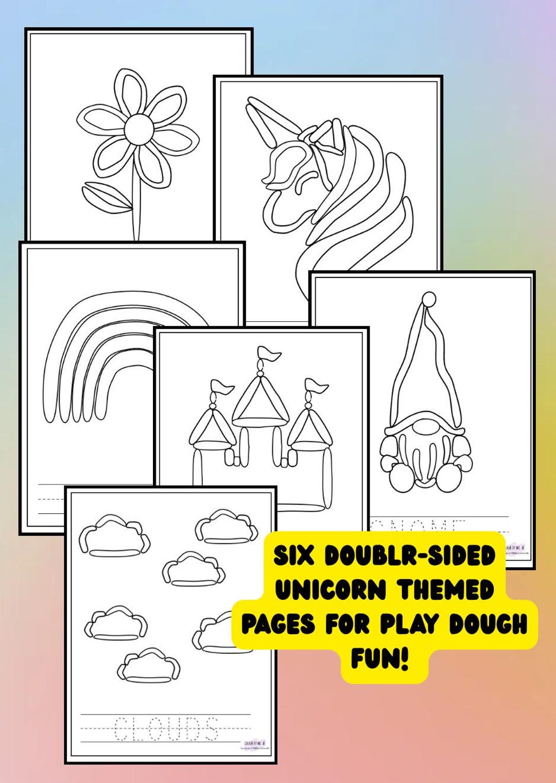 Unicorn Play Dough Mats: Educational Sensory Activity (PDF Download) - Etsy