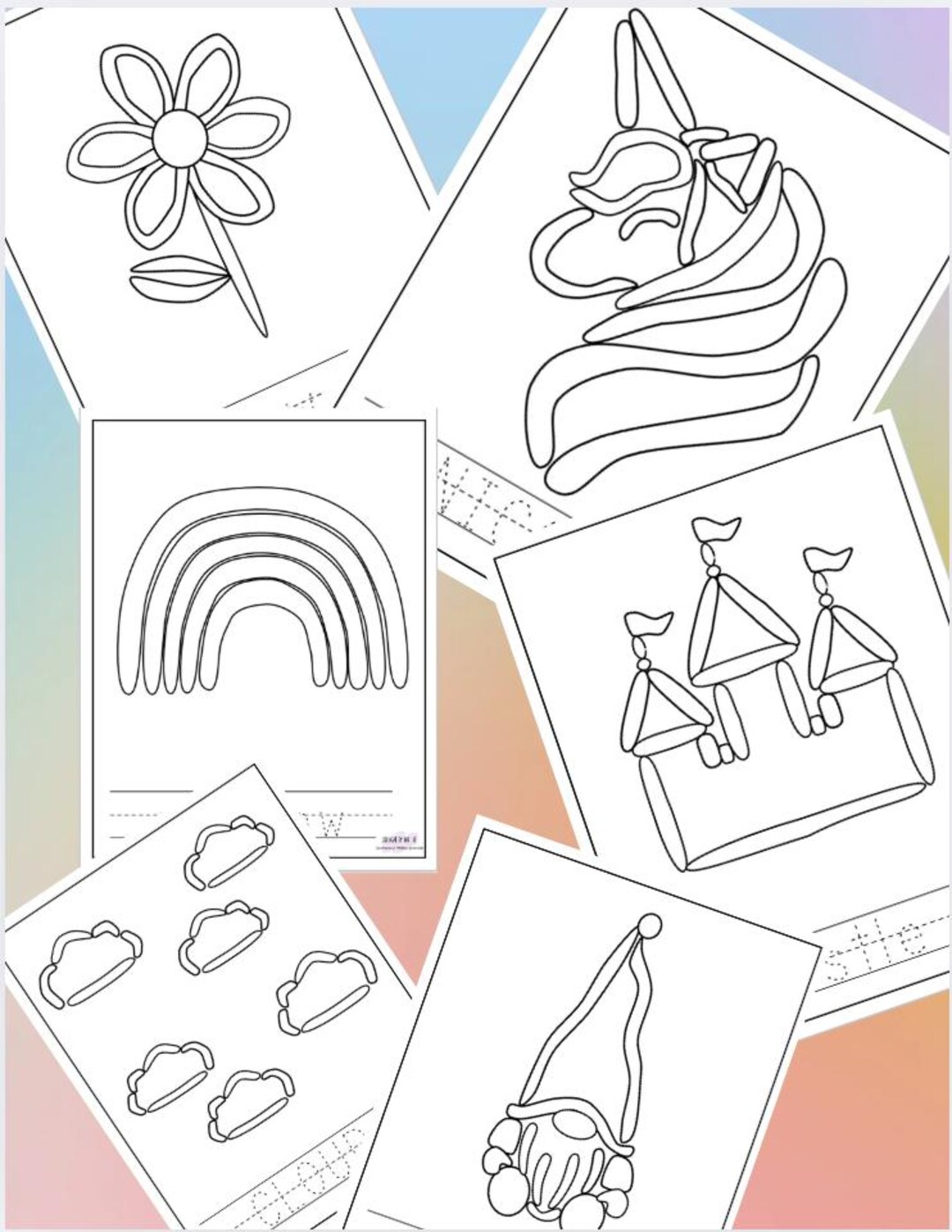 Unicorn Play Dough Mats - Unicorn Mats - Educational Mats - Sensory ...