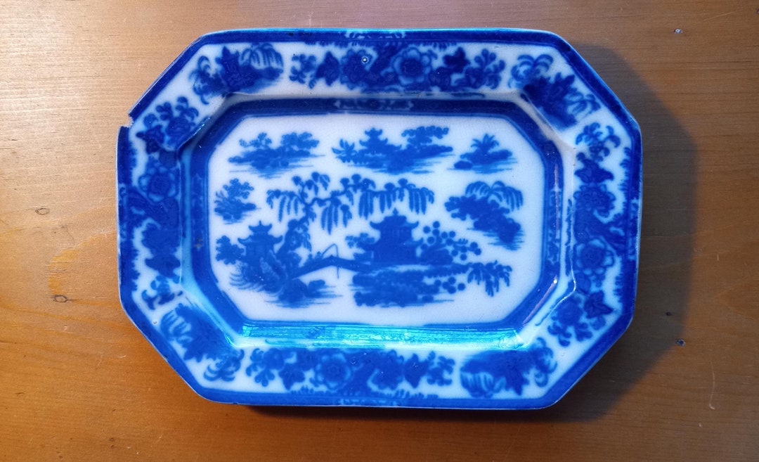 Thomas Goodfellow Ironstone Platter in Flow Blue Singan Pattern - Etsy