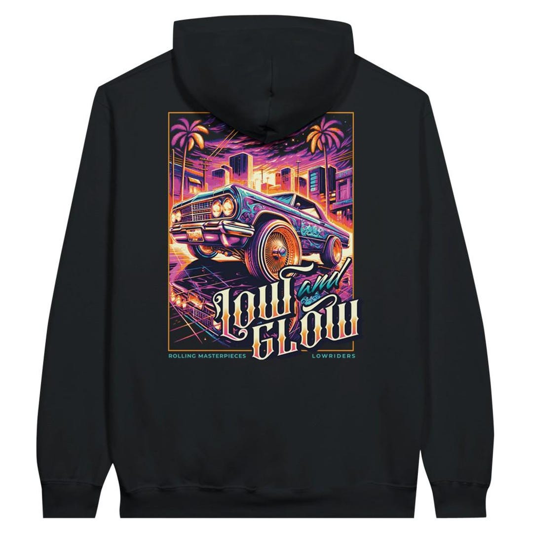 Lowrider Hoodie Urban Style With Front Text & Back Motifs Perfect for ...